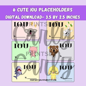 Animal IOU Slips Money Placeholders I Owe You Printable Sinking Fund ...