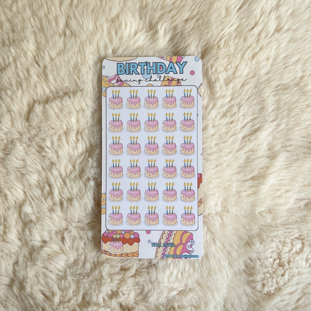 Birthday Savings Challenge Physical Laminated Tracker Savings Cash ...