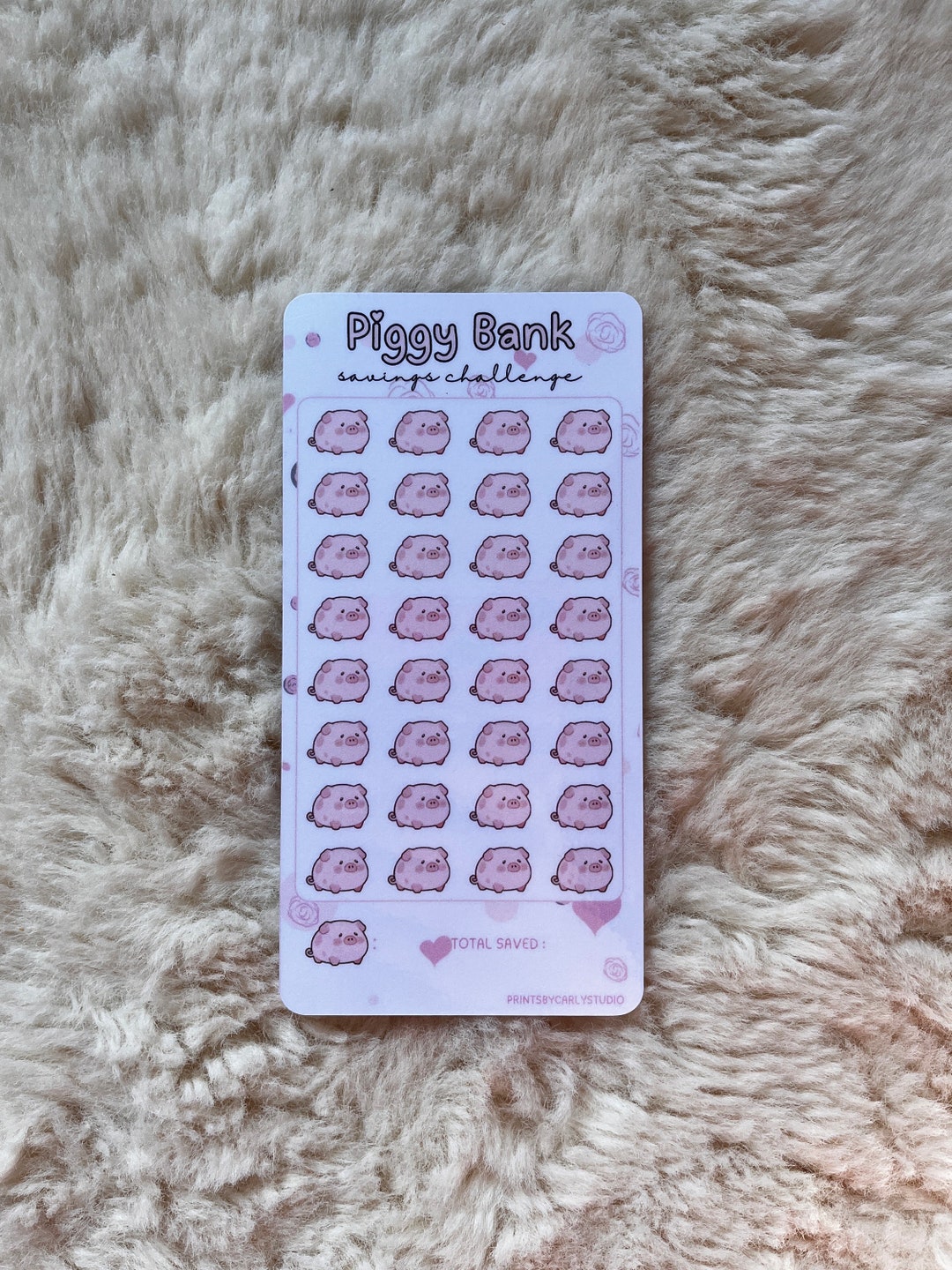 Pig Savings Challenge Piggy Bank Physical Laminated Tracker Savings ...