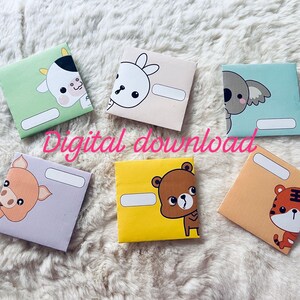 Peeking Animals Cash Envelopes Printable Budget Envelope Transaction ...