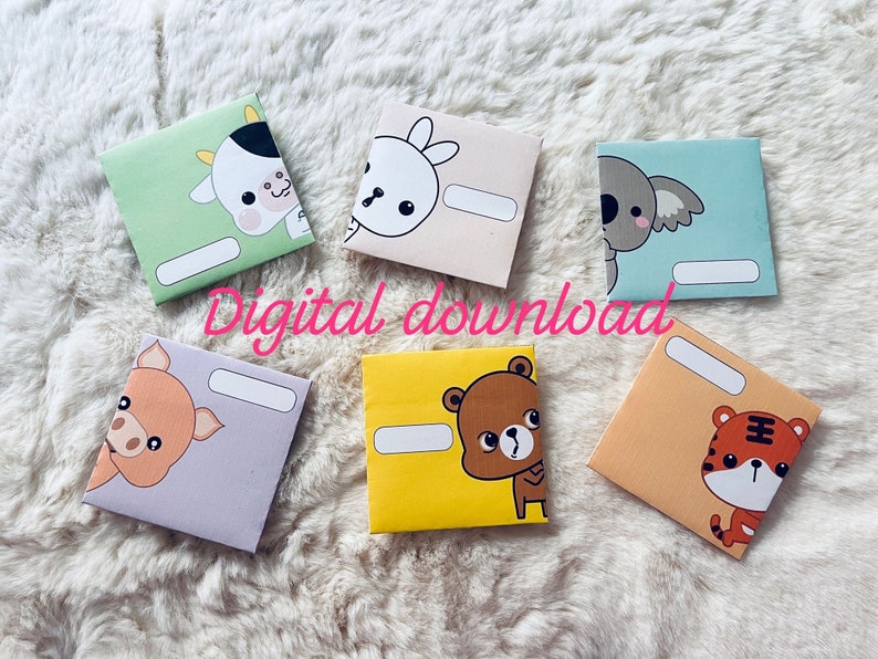 Peeking Animals Cash Envelopes Printable Budget Envelope Transaction ...