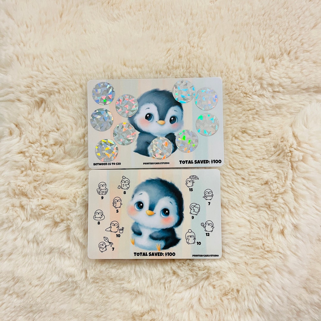 Penguin Scratch off Physical Laminated Savings Challenge Animal Savings ...