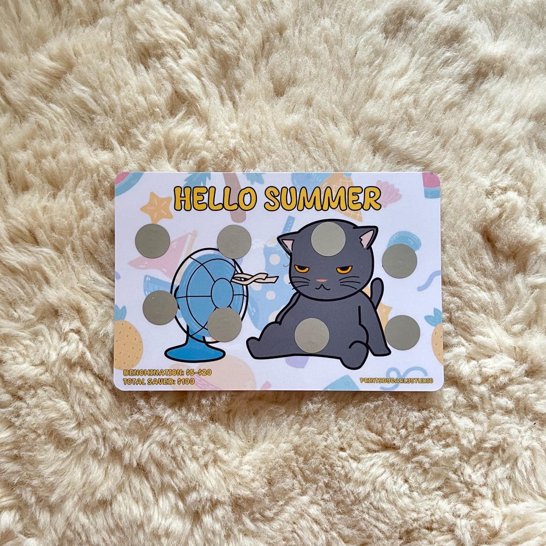 Hello Summer Scratch off Cats Savings Physical Trackers A5 Laminated ...