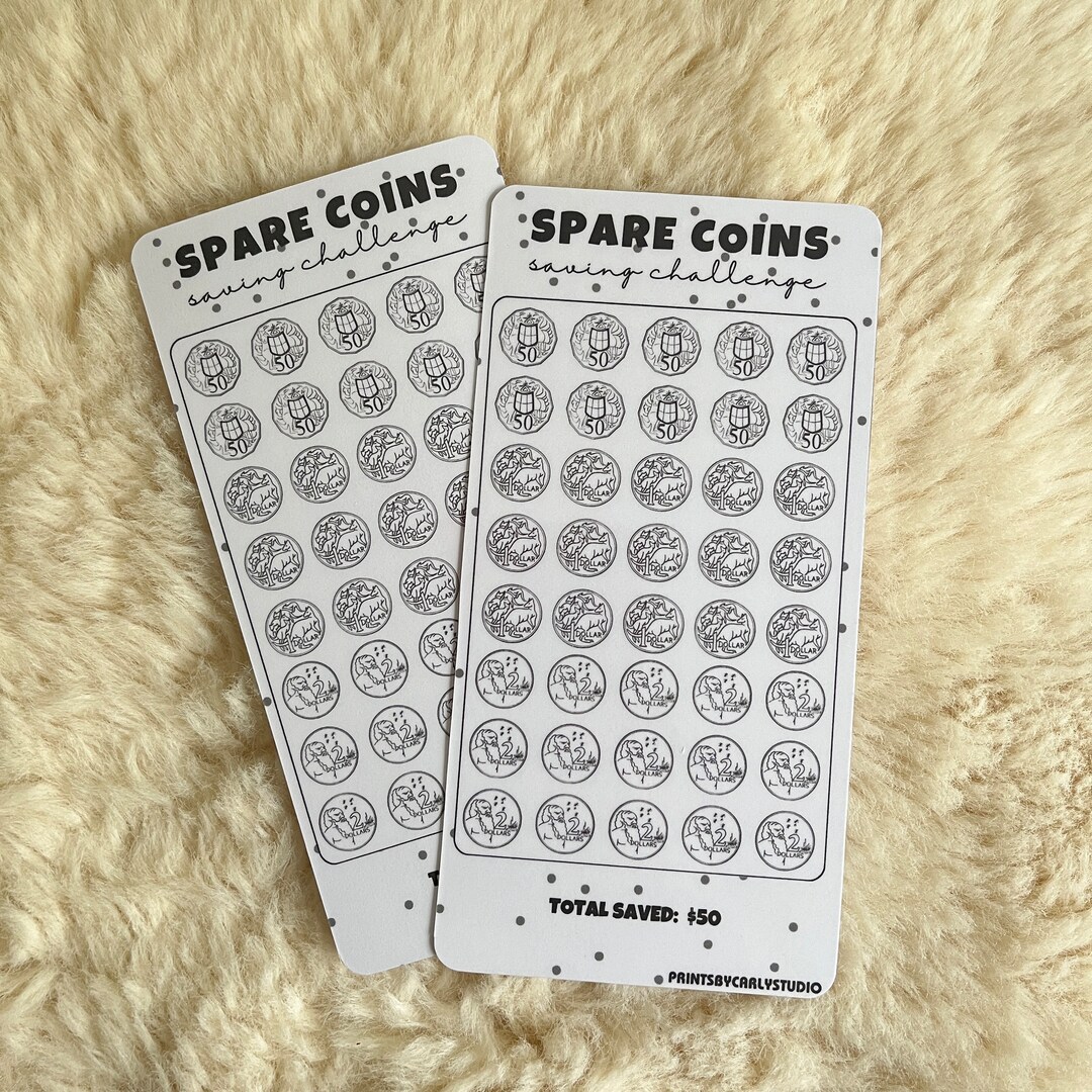 Coin Savings Challenge Spare Coins Physical Laminated Tracker Spare ...