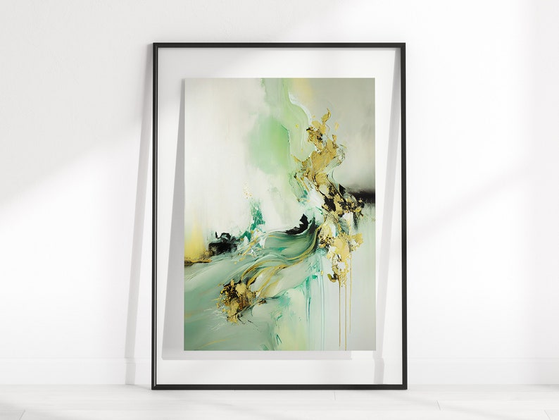 Sage Abstract Art Print Gold Color Art Prints Instant Download Home ...