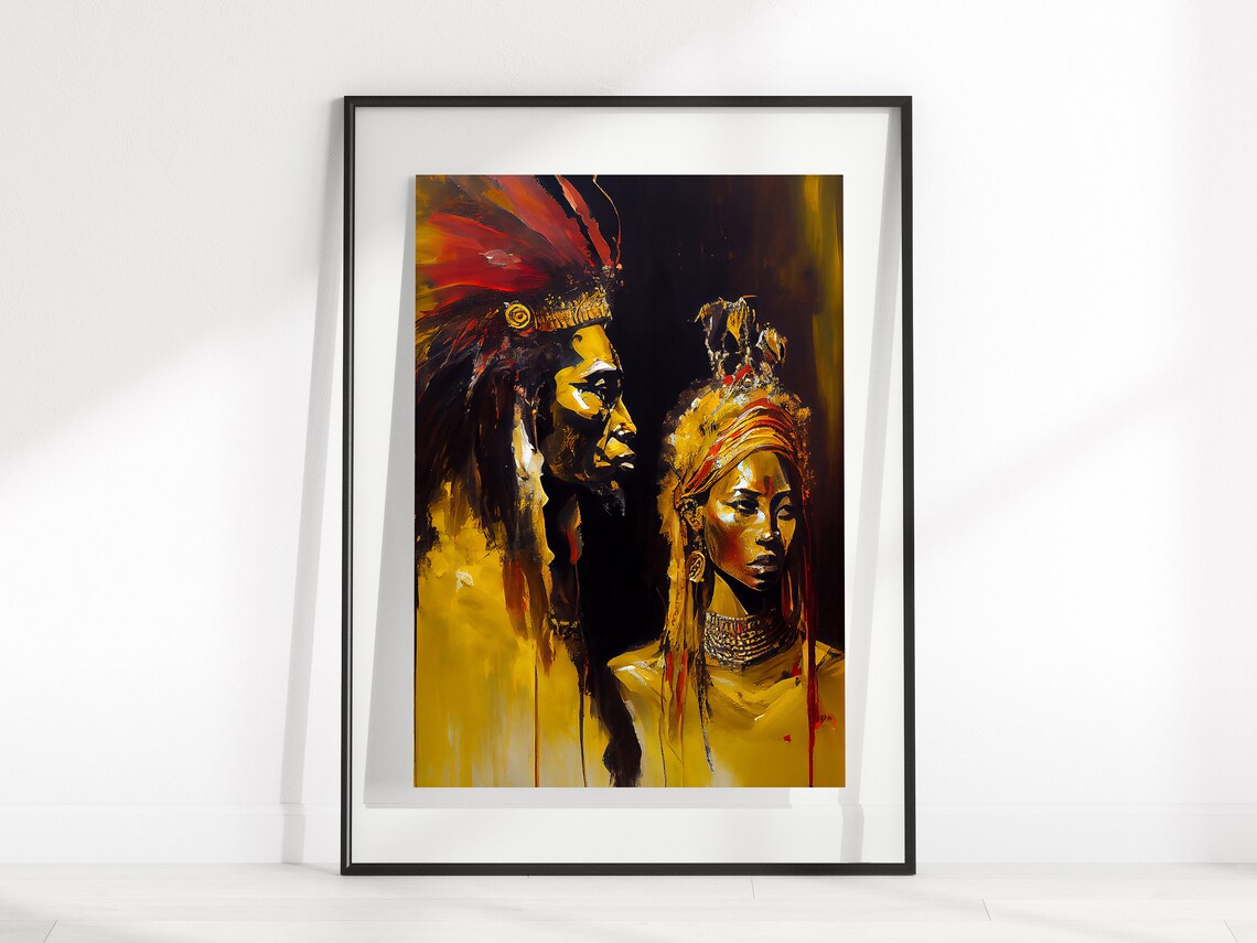 African King and Queen Painting African Wall Art Prints Instant Digital ...