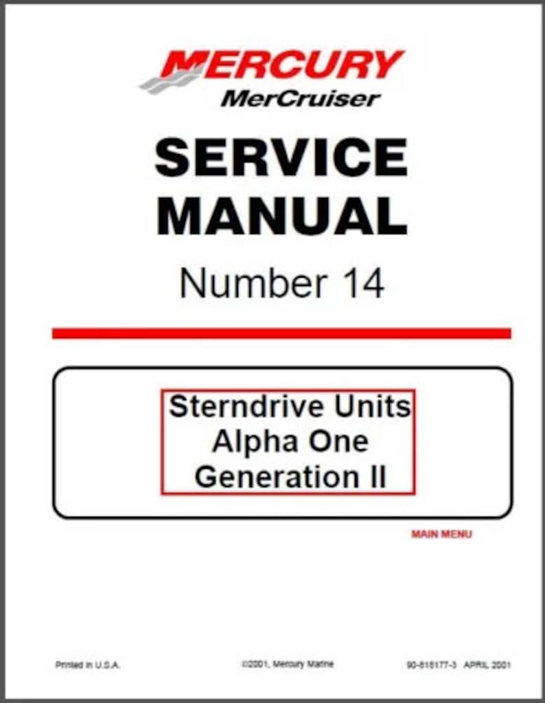 Mercruiser #14 - Sterndrives - Alpha One Gen II Service Repair Workshop ...