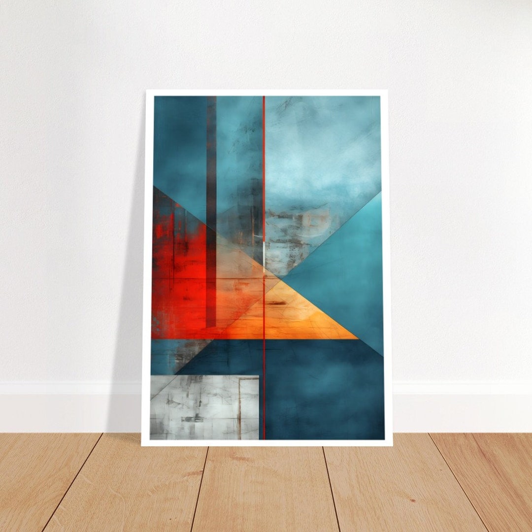 Cross Sections Blue Abstract Painting, Minimalist, Geometric Wall Art ...