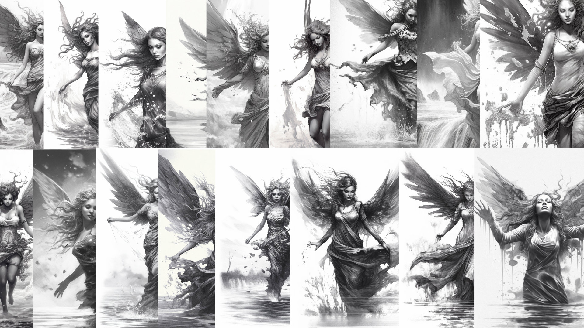 17 Grayscale Coloring Pages | Fantasy Ocean Water Fairies Printable PDF ...