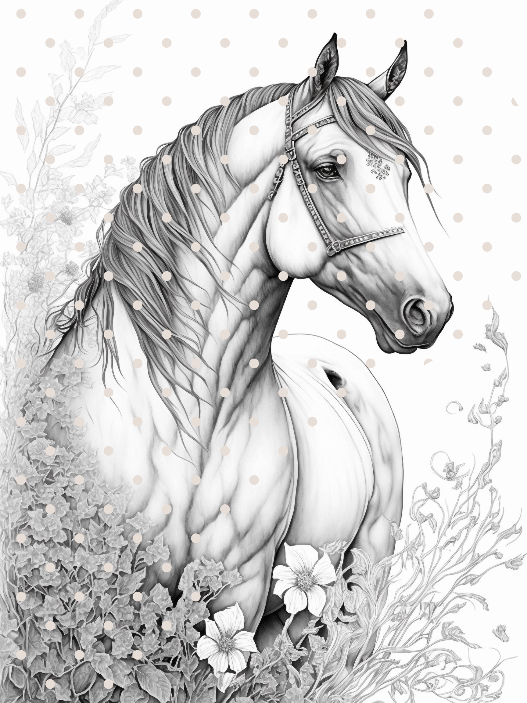 Grayscale Coloring Pages | Horse Love Printable PDF | Instant Download ...