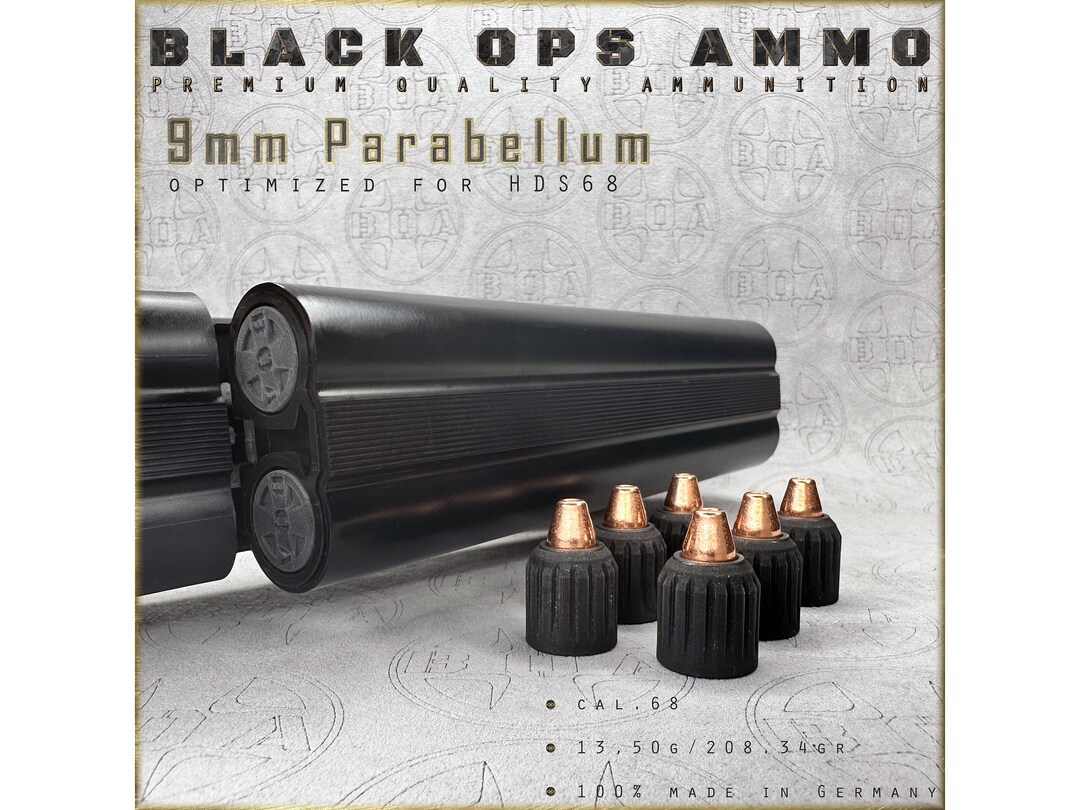 9 Mm Parabellum 8x TS68 / HDS68 Ammunition Cal.68 by Black OPS Ammo for ...