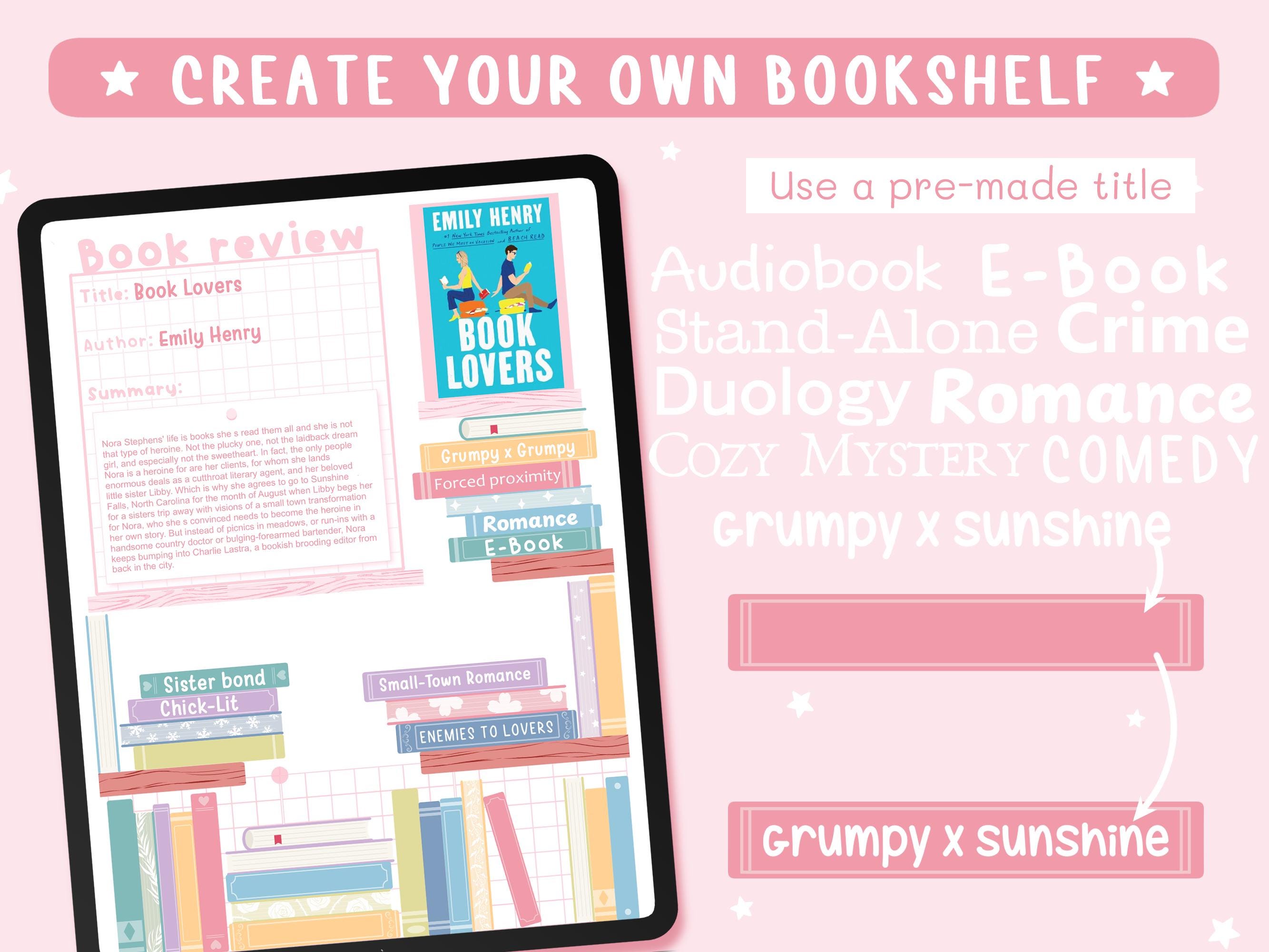 Digital Bookshelf Stickers - DIY Book Titles & Shelves - Genres Tropes ...