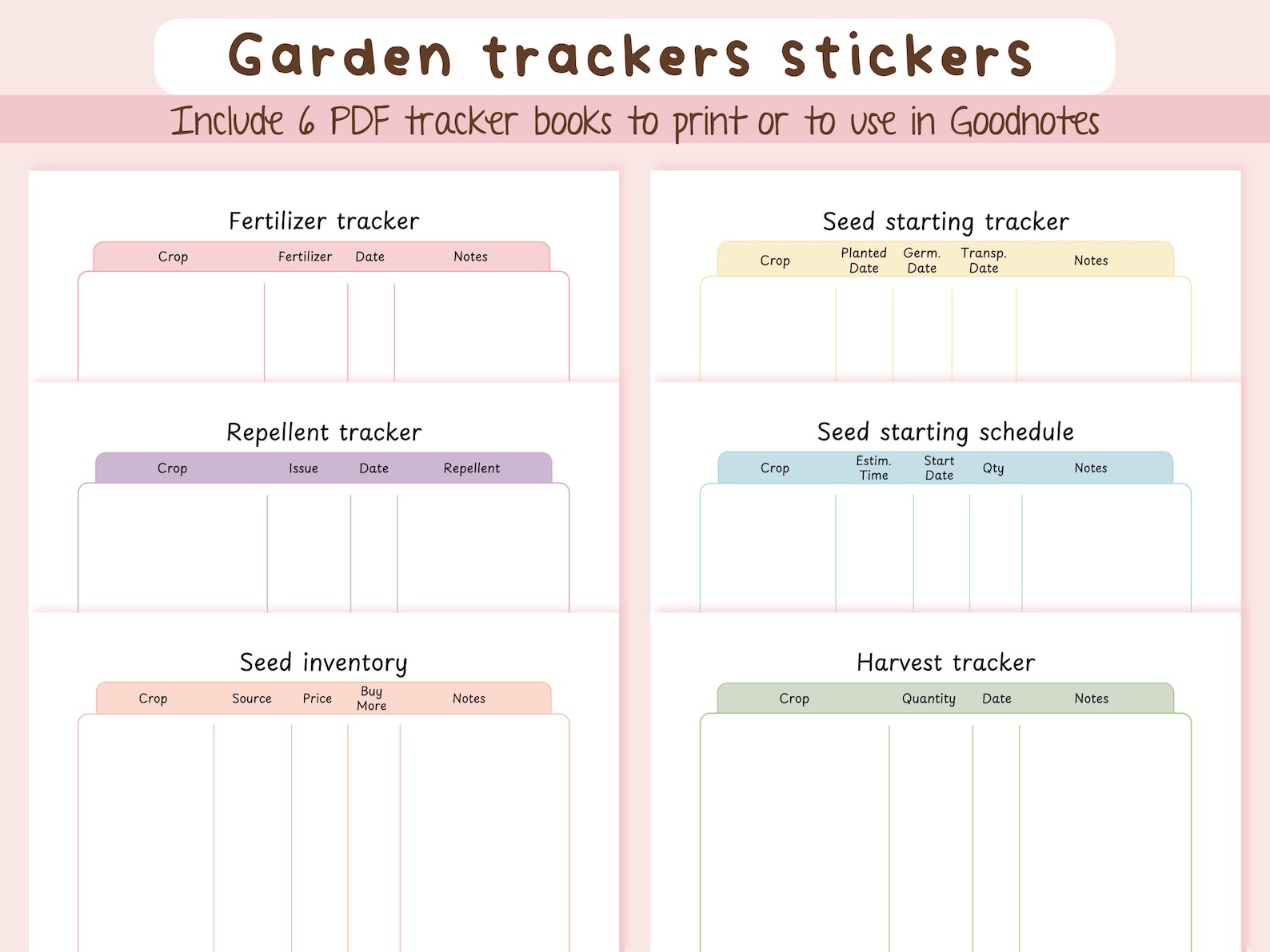 Digital Sticker Garden Tracker - 283 Widgets Trackers in a Book ...