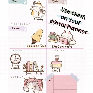 School Digital Stickers, 95 Kawaii Digital Stickers for Students and ...