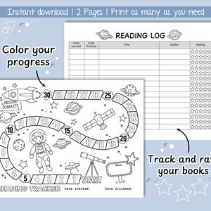 Reading Tracker Printable, Book Tracker Kids, Space Themed Activities ...