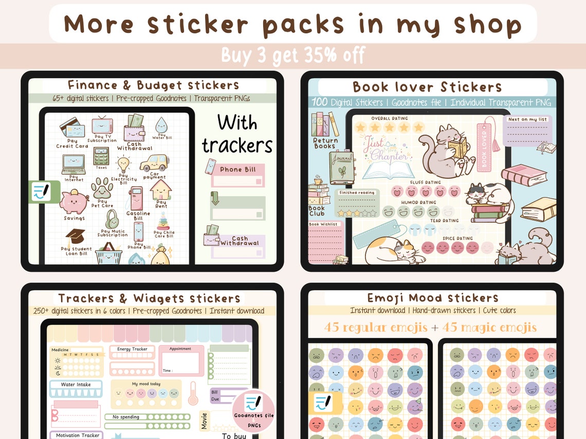 Neutral Digital Tracking Stickers. 250 Pre-cropped Trackers & Widgets ...