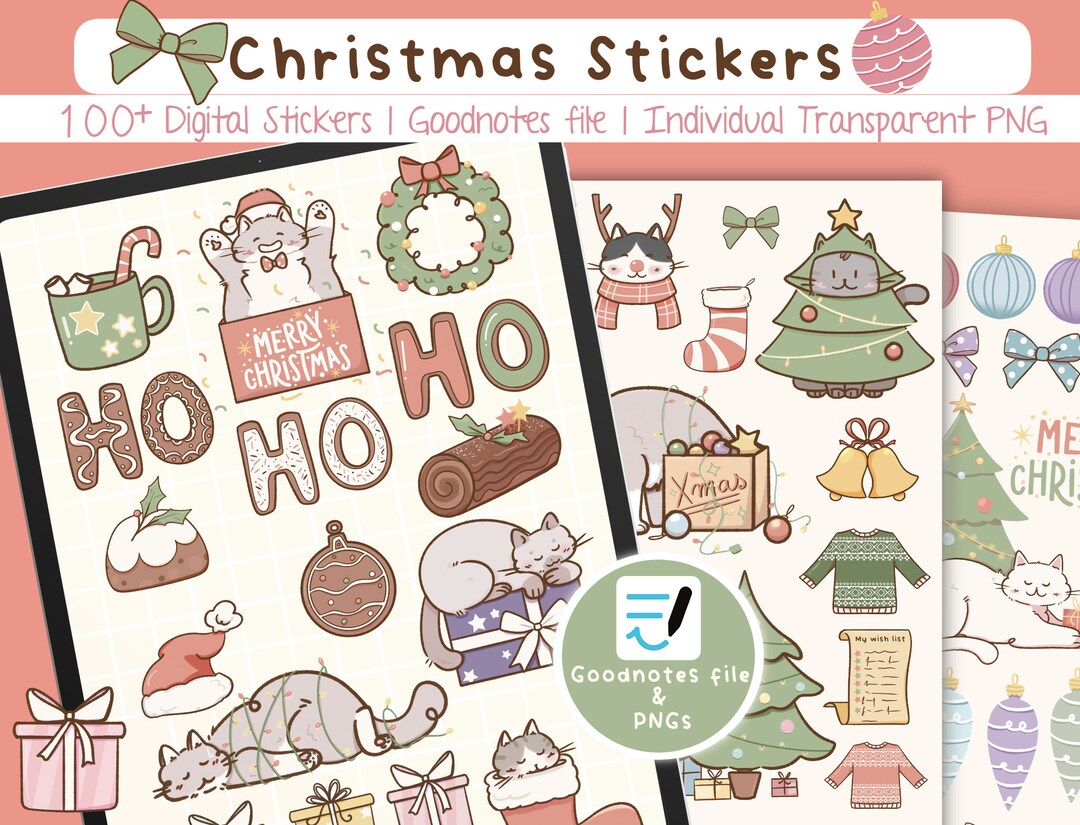 Christmas Digital Stickers, Christmas Goodnotes Files, Christmas ...