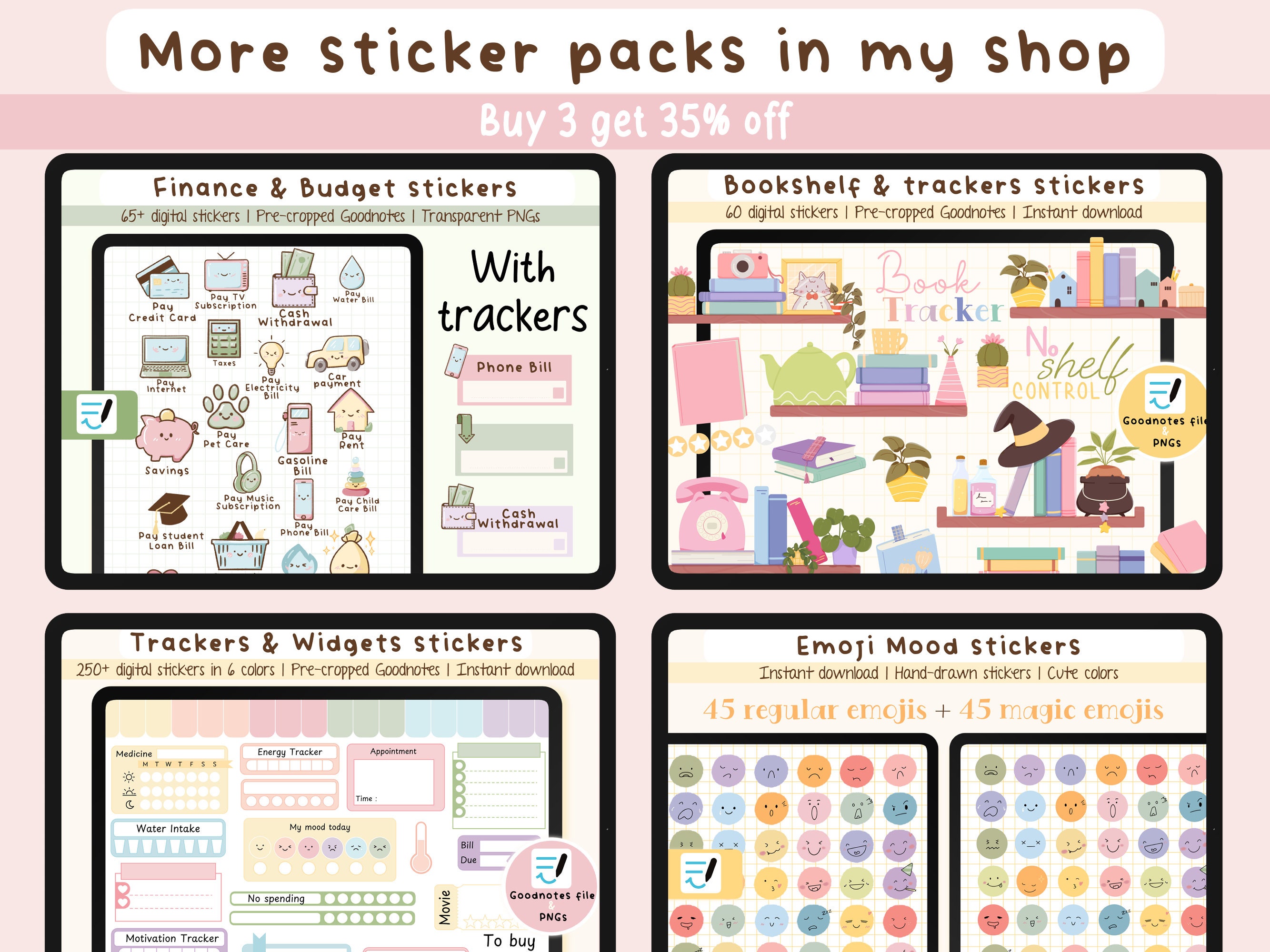Digital Sticker Garden Tracker - 283 Widgets Trackers in a Book ...
