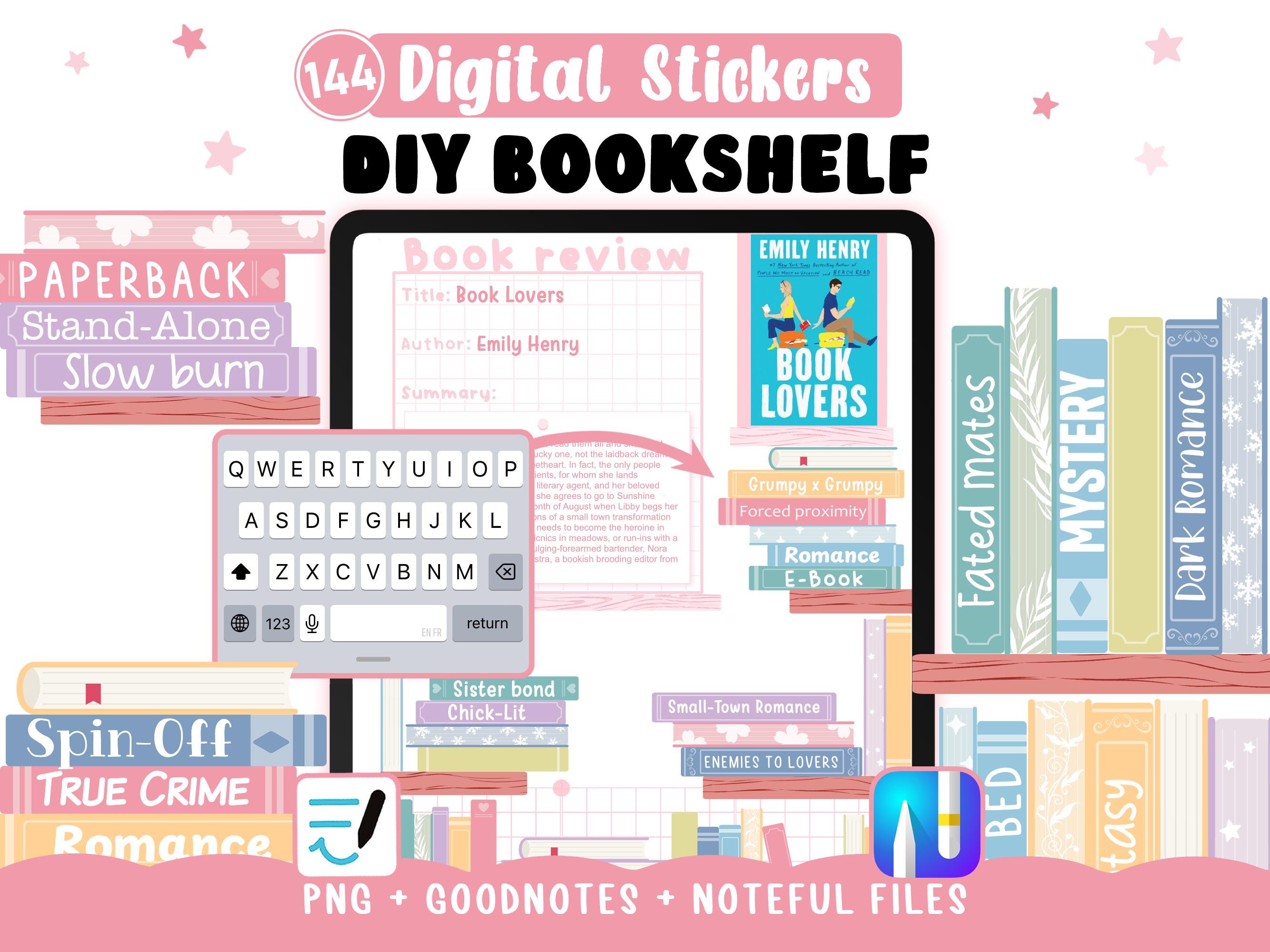 Digital Bookshelf Stickers - DIY Book Titles & Shelves - Genres Tropes ...