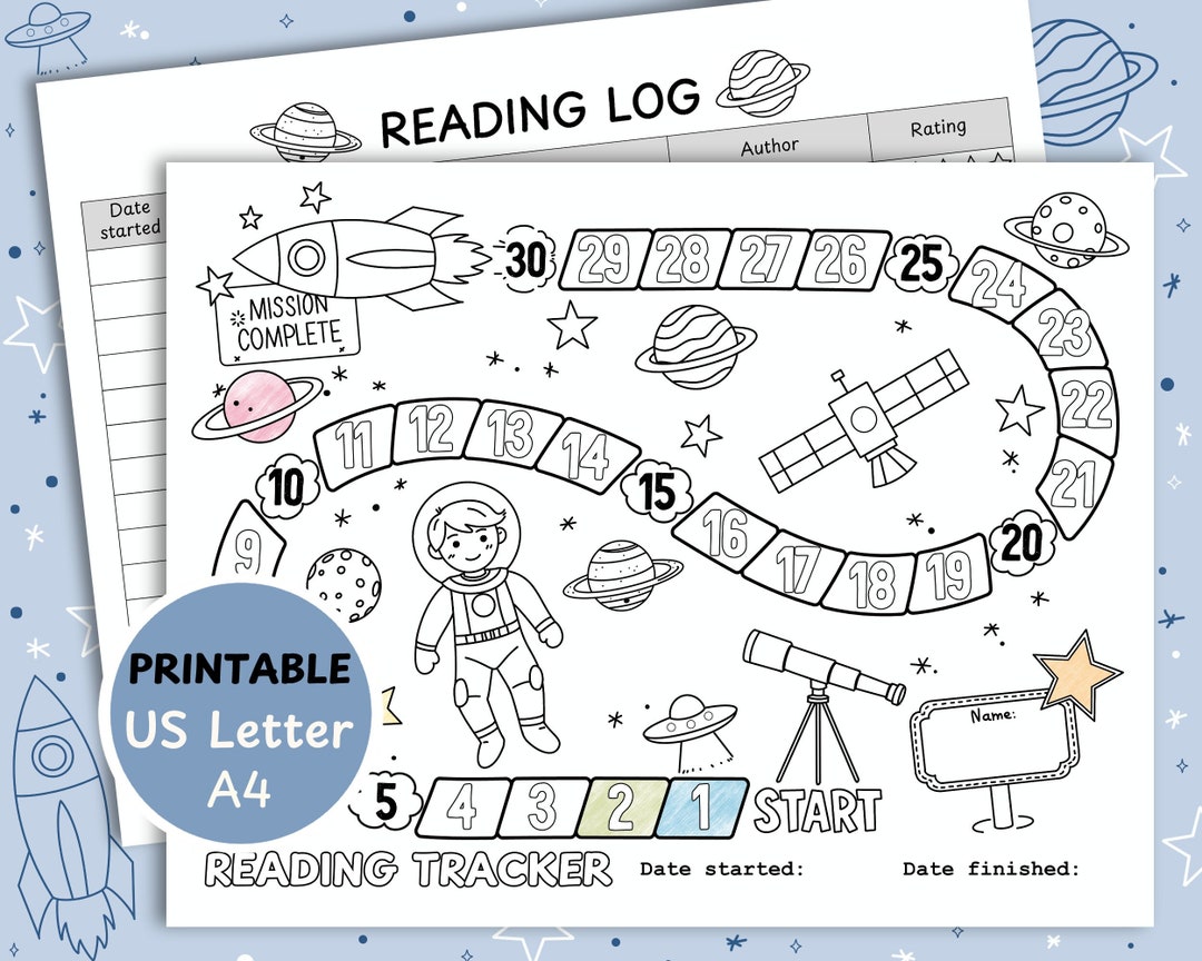 Reading Tracker Printable, Book Tracker Kids, Space Themed Activities ...