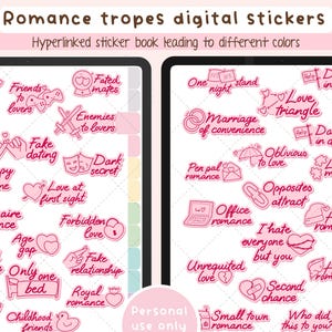 Romance Tropes Digital Stickers, Book Lovers Stickers for Reading ...