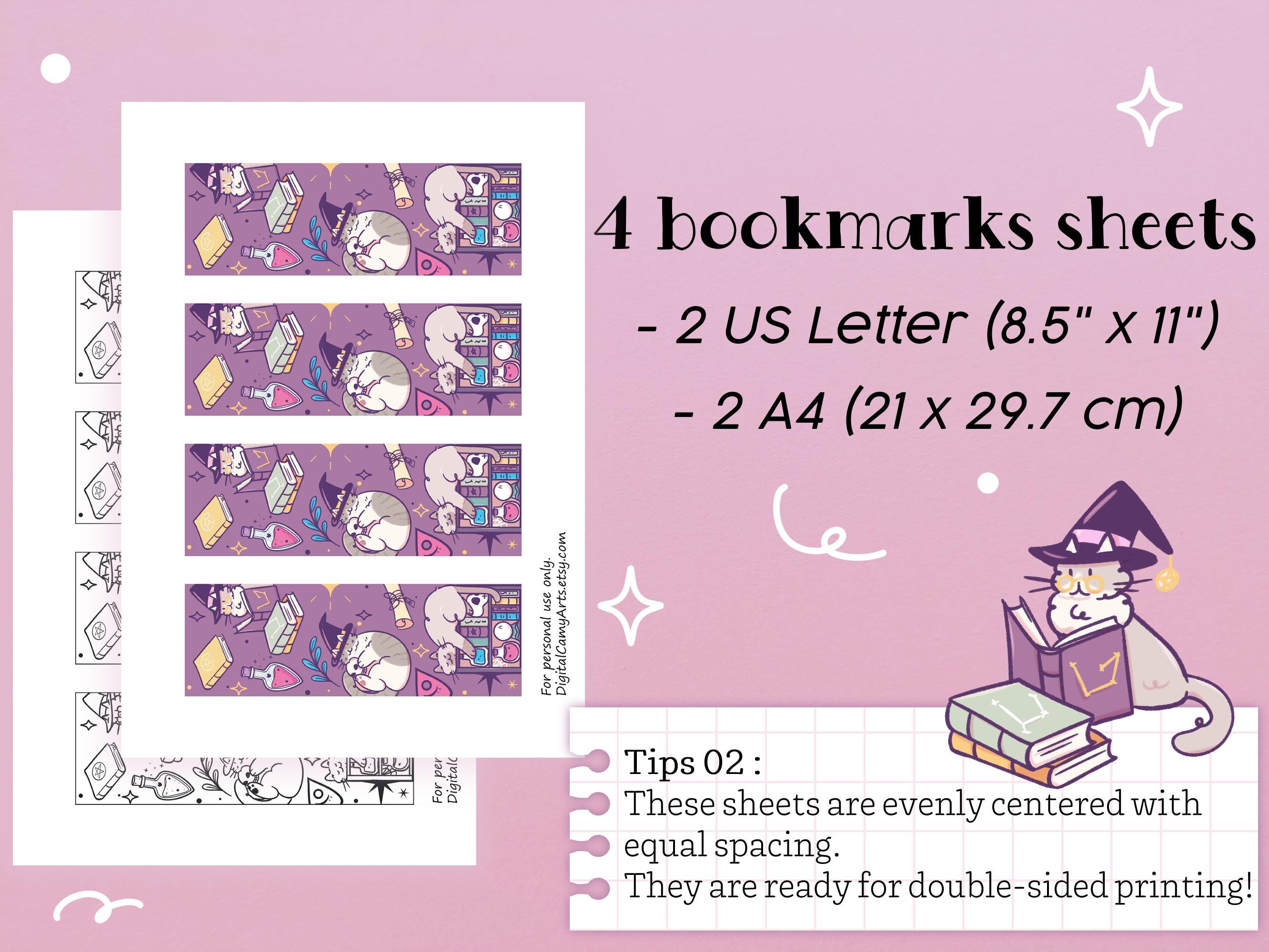 Printable Bookmarks Witch Cat, DIY Coloring Bookmarks, A4 and US Letter ...