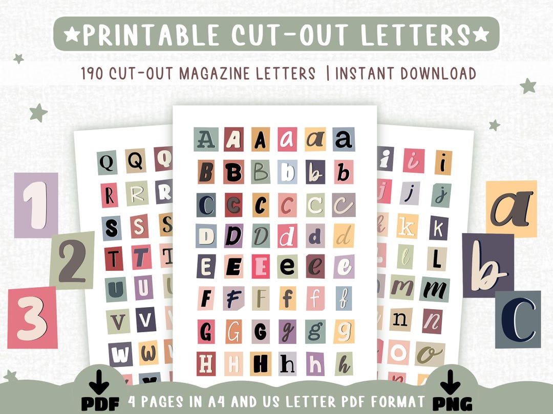 190 Cut-out Letters + Numbers Bundle – Printable Magazine Cut-outs ...