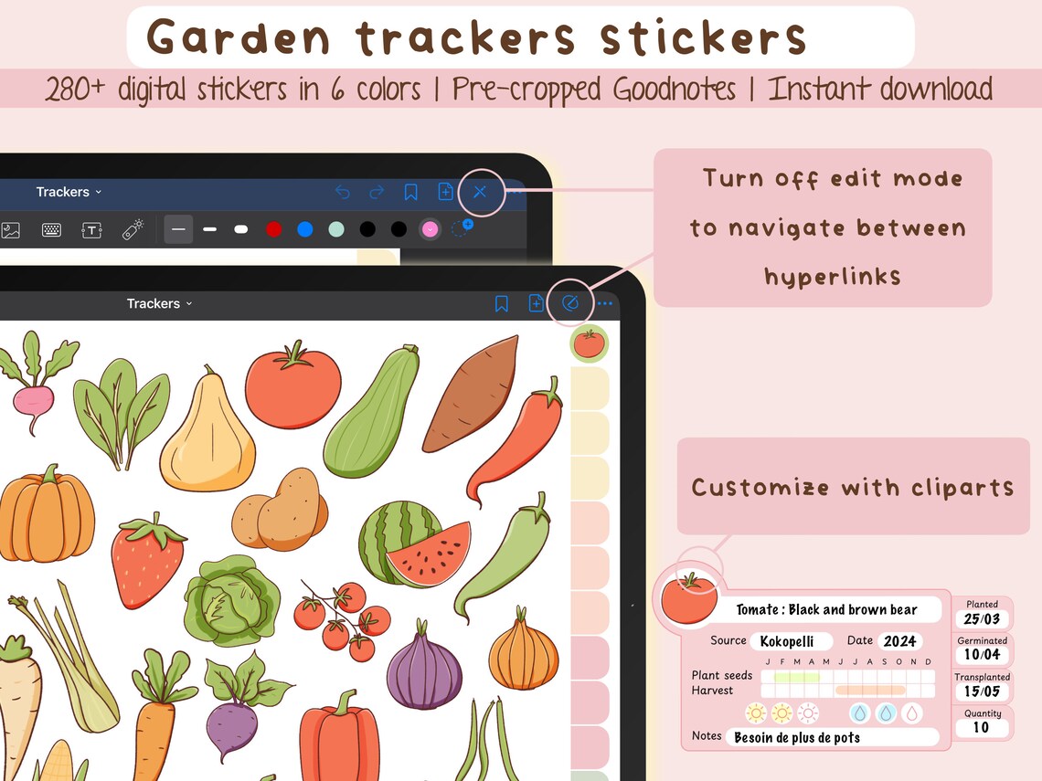 Digital Sticker Garden Tracker - 283 Widgets Trackers in a Book ...