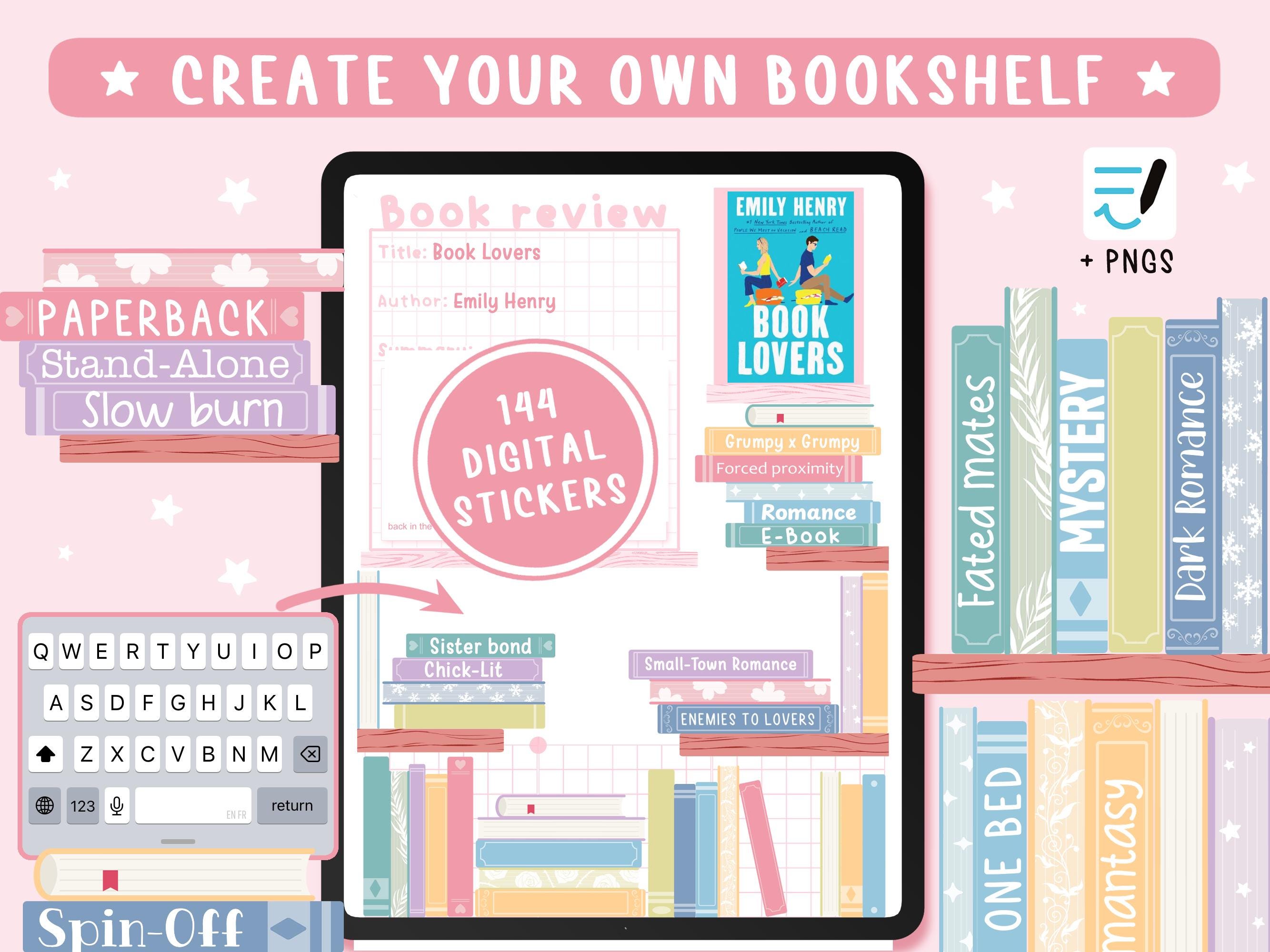Digital Bookshelf Stickers - DIY Book Titles & Shelves - Genres Tropes ...