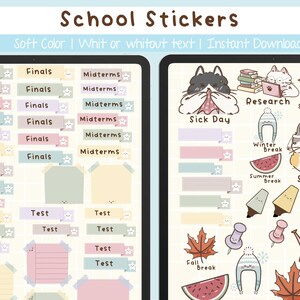 School Digital Stickers, 95 Kawaii Digital Stickers for Students and ...