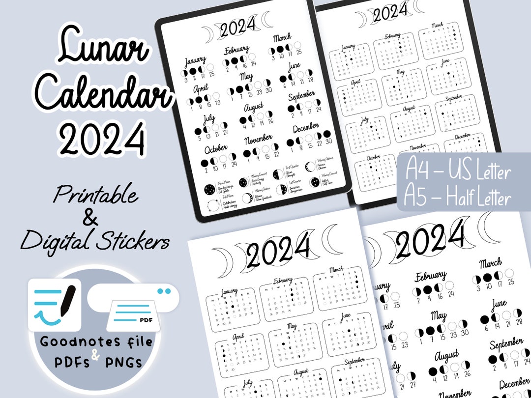 Moon Phases Digital Stickers for Goodnotes Digital Planner, Printable ...