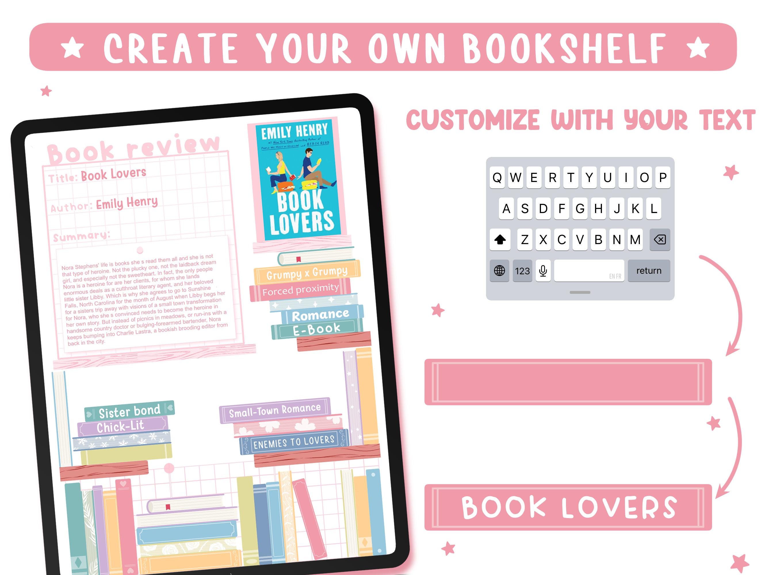 Digital Bookshelf Stickers - DIY Book Titles & Shelves - Genres Tropes ...