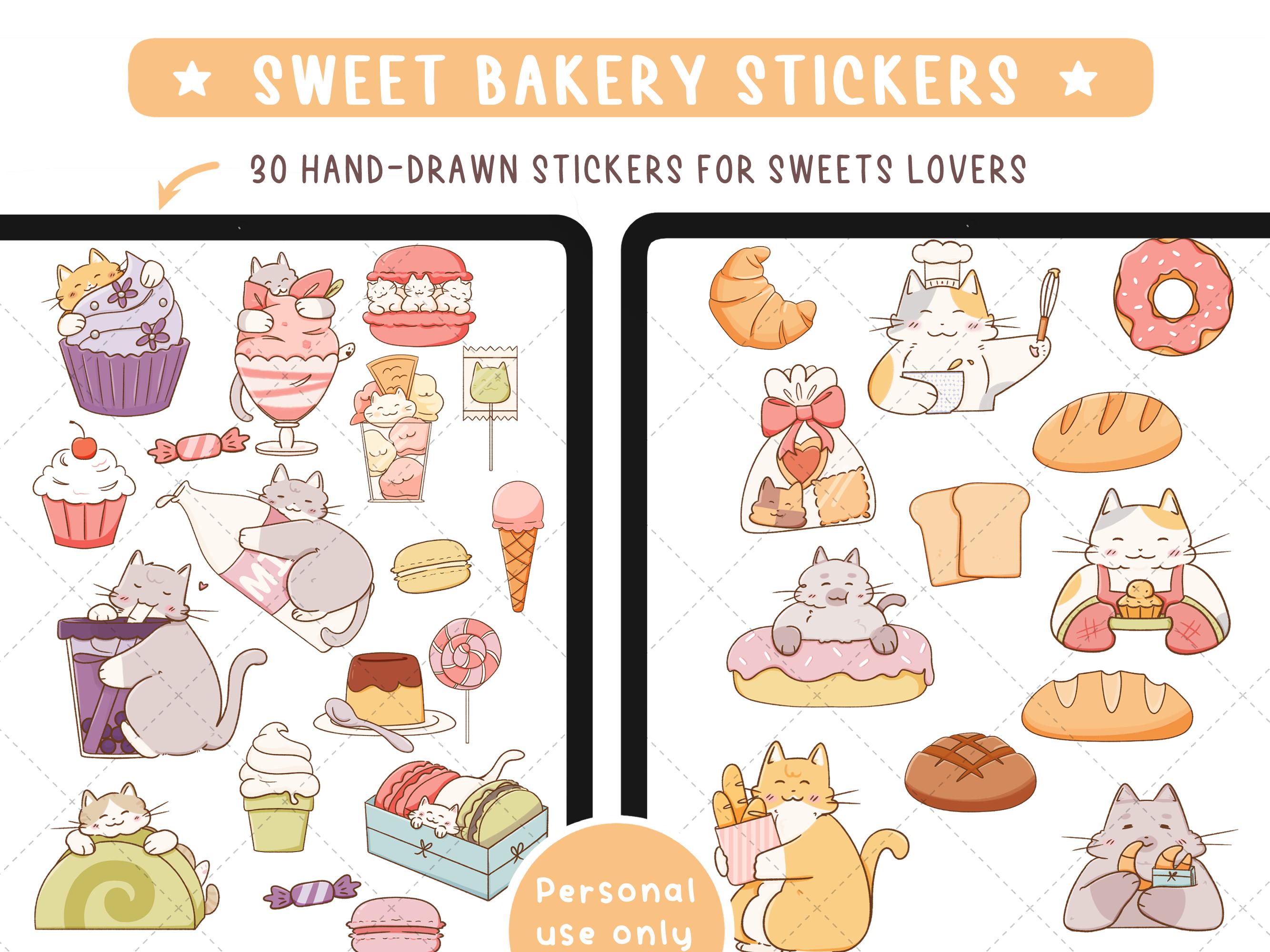 Bakery Sweets Digital Stickers – 30 Cute Stickers for Digital Planners ...