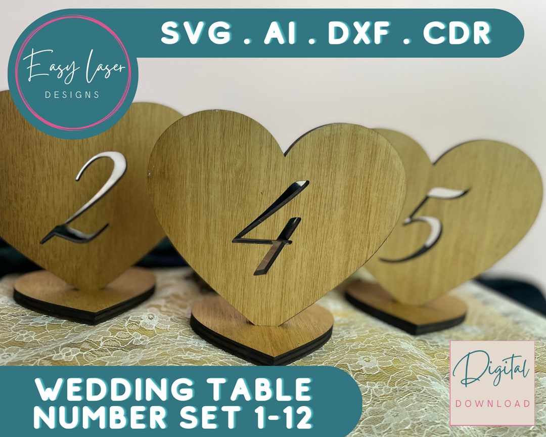 Wedding Table Number Set Design-heart Table Numbers Venue Decor-wedding ...