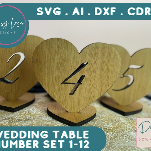 Heart Table Numbers - Etsy