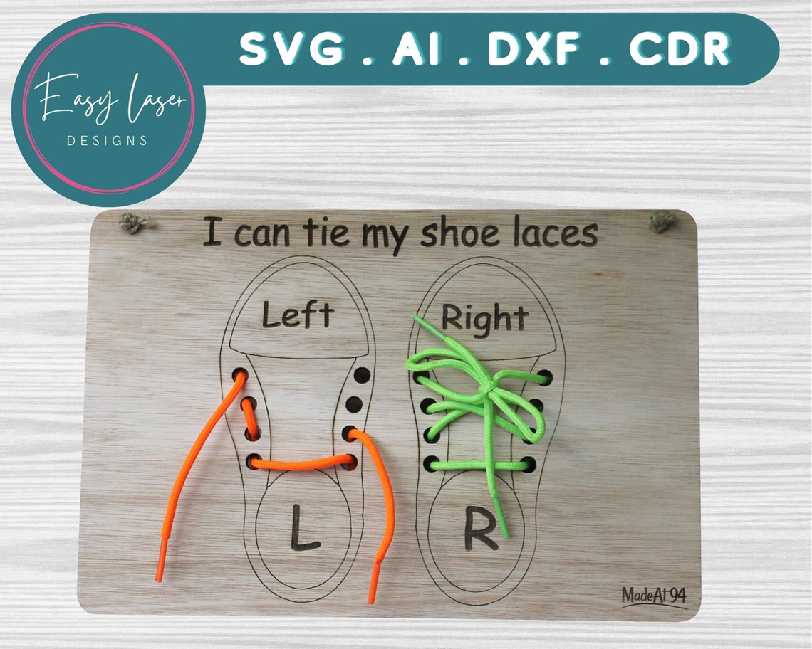Shoe Tying Practice Montessori Shoes SVG Laser Design - Etsy