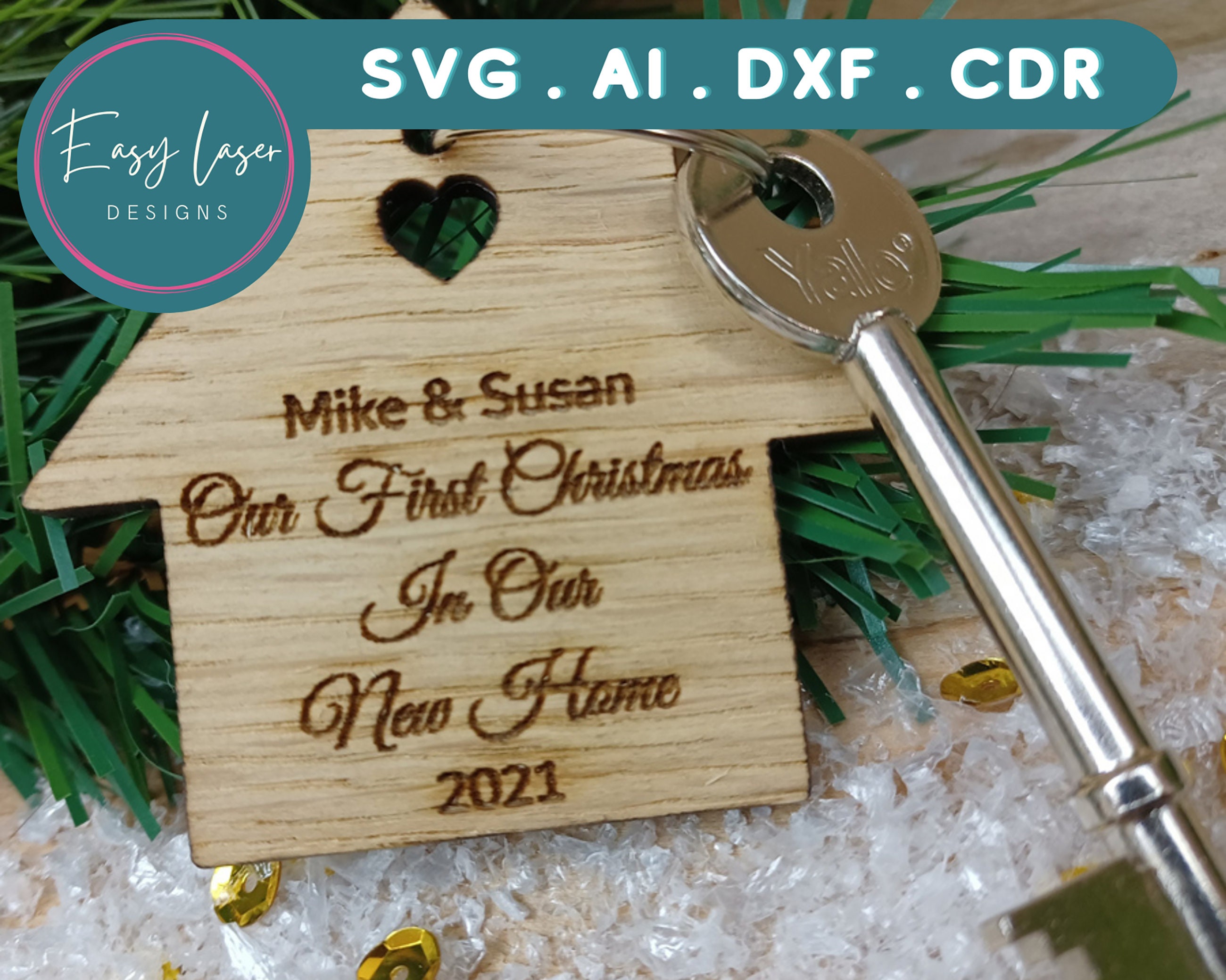 Home Keyring Laser Cut File New Home Gift Idea Digital Download 1st Home Keyring Digital Files ...