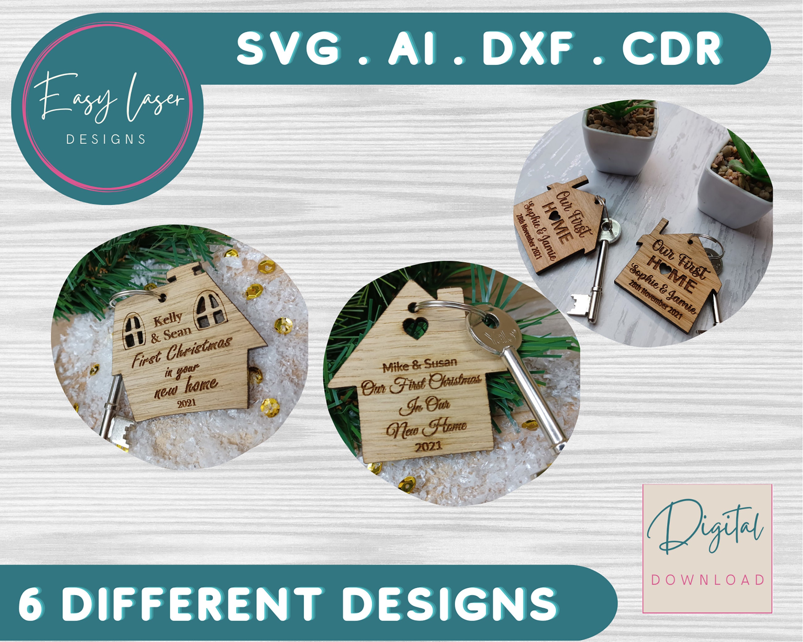 Home Keyring Laser Cut File New Home Gift Idea Digital Download 1st ...