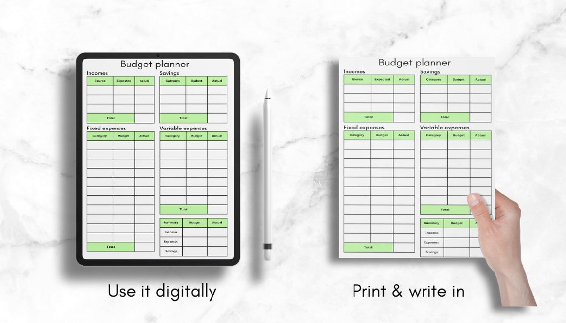 Printable Monthly Budget, Monthly Income & Expense Recorder, Monthly ...