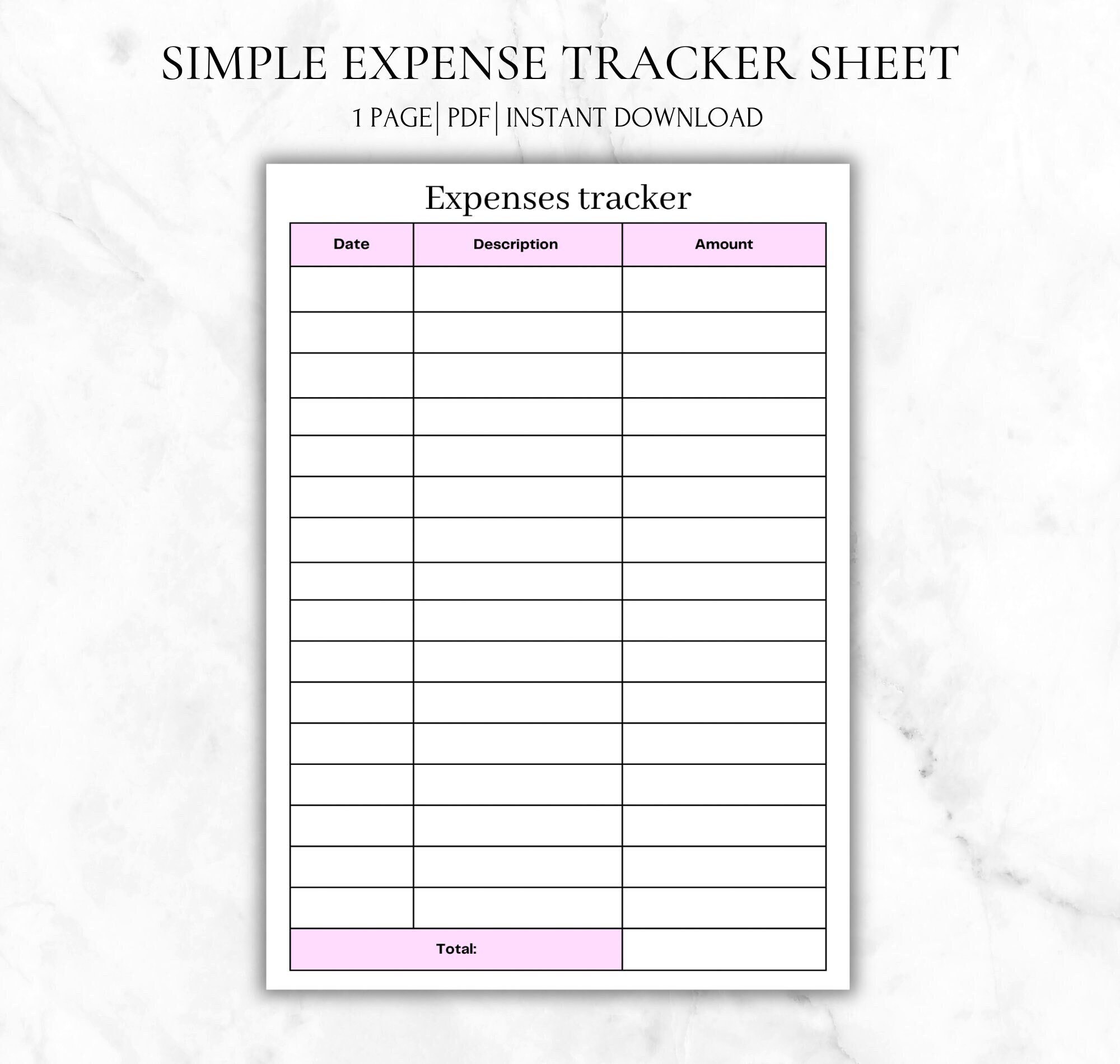 Expense Tracker, Expense Log Printable, Spending Tracker, Purchase Log ...