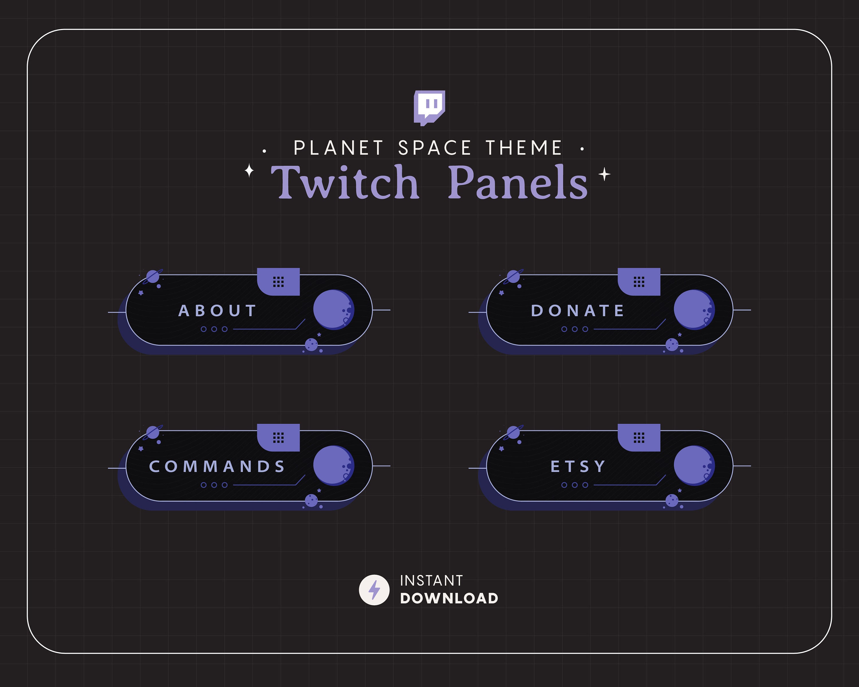 Planet Space Theme Twitch Panels, X36 Galaxy Cosmos Twitch Panel, Dark ...
