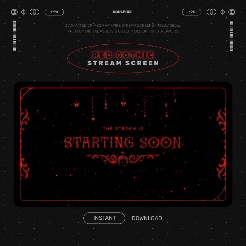 Crimson Gothic Animated Stream Screens | Blood Red Twitch Overlay ...