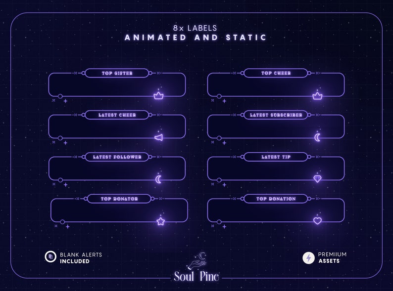 Astral Neon Twitch Stream Package: Cyber Vtuber Overlay (animated) - Etsy