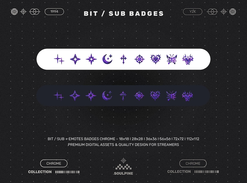 Purple Gothic Twitch Sub Badges & Bit Badges - Amethyst Goth Pack ...