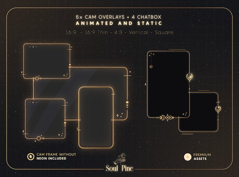 Astral Gold Stream Package: Animated Twitch Overlay - Etsy