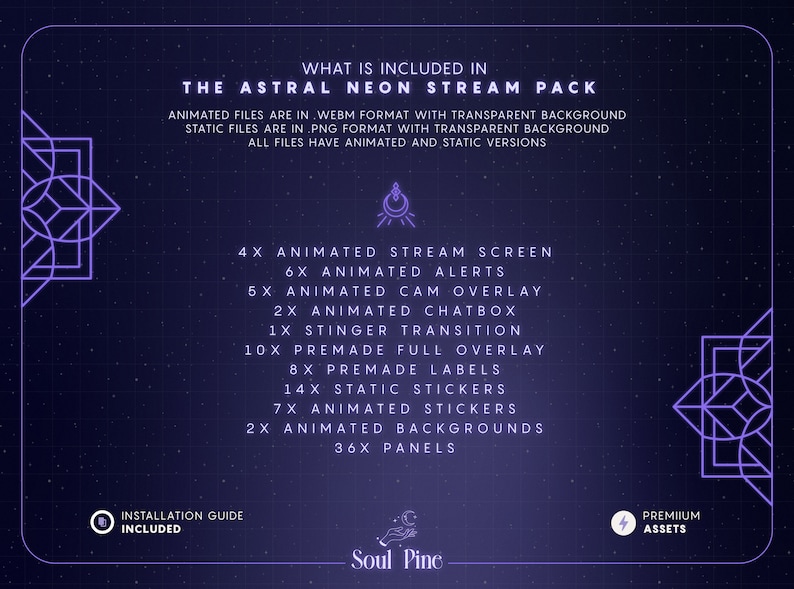 Astral Neon Twitch Stream Package: Cyber Vtuber Overlay (animated) - Etsy