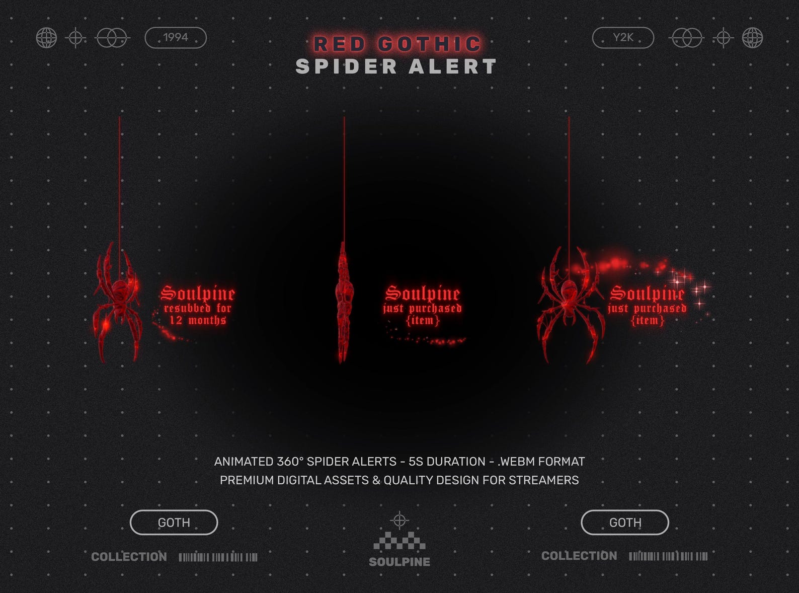3D Animated Twitch Alert: 360 Red Gothic Spider | Vampire & Goth Stream ...