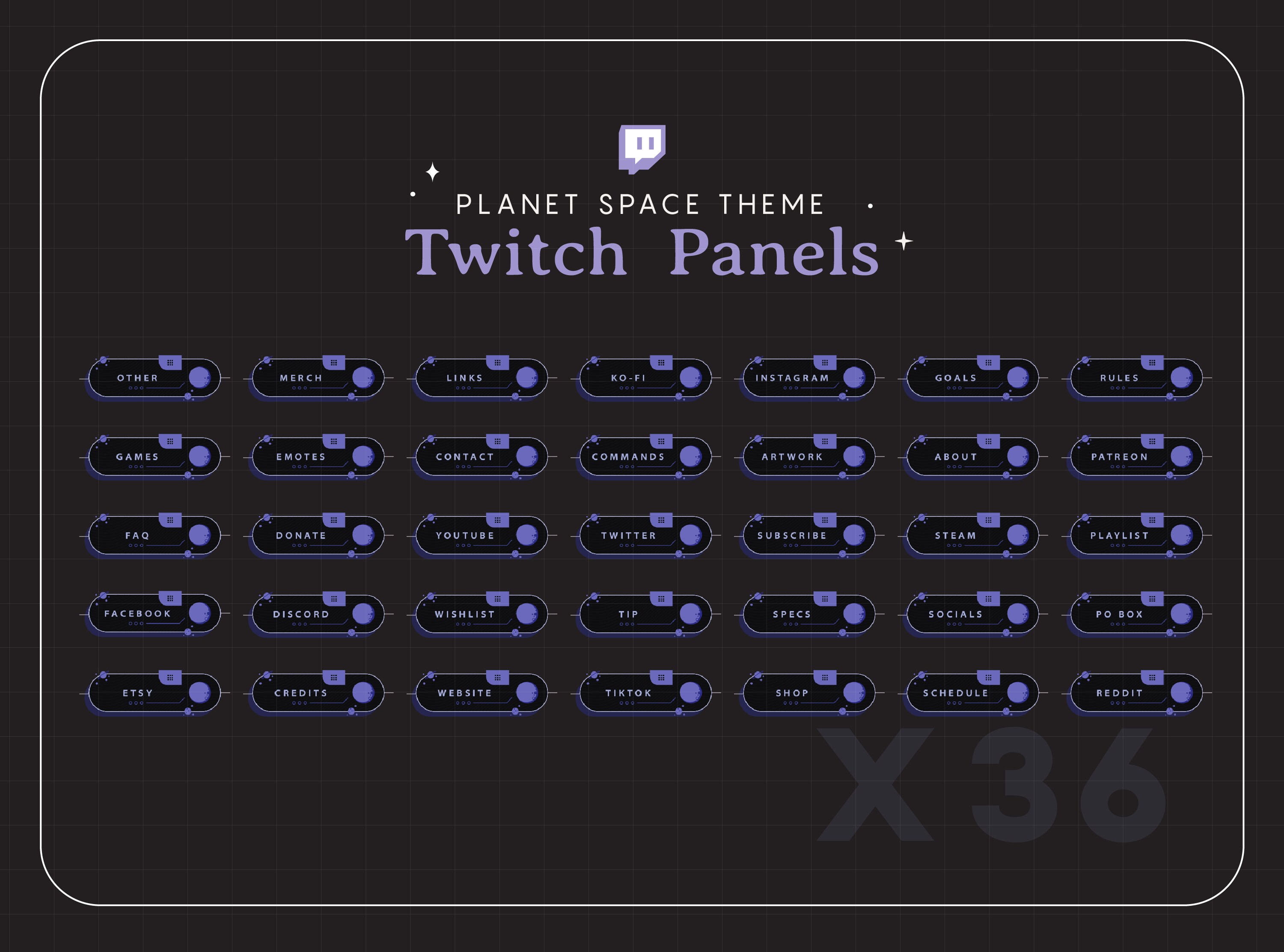 Planet Space Theme Twitch Panels, X36 Galaxy Cosmos Twitch Panel, Dark ...