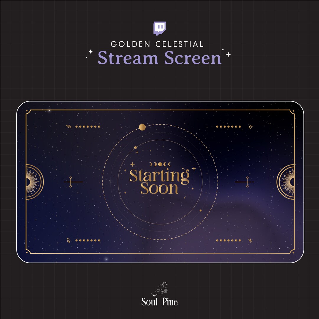 Celestial Gold Purple Twitch Stream Screen, Animated Minimal Cosmic and ...