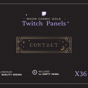 Gold Celestial Moon Panels for Twitch Youtube, Set of 3 Moon Stars ...